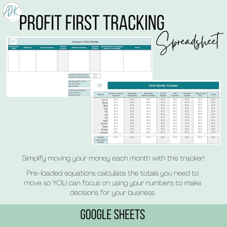 Profit First Budget Spreadsheet - Etsy
