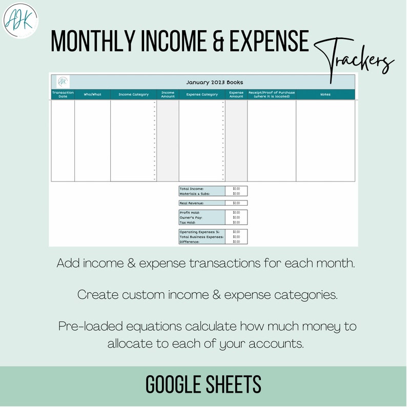 Profit First Budget Spreadsheet - Etsy