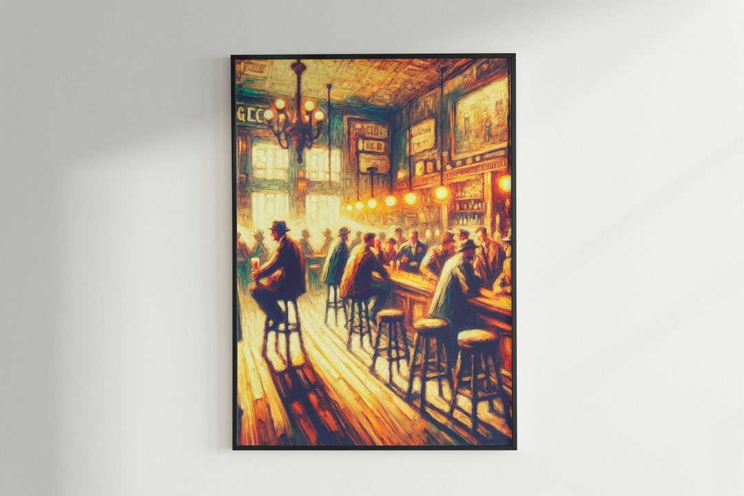 Expressionist Vintage Bar Scene Rustic 1930s-40s Tavern Art, Classic ...
