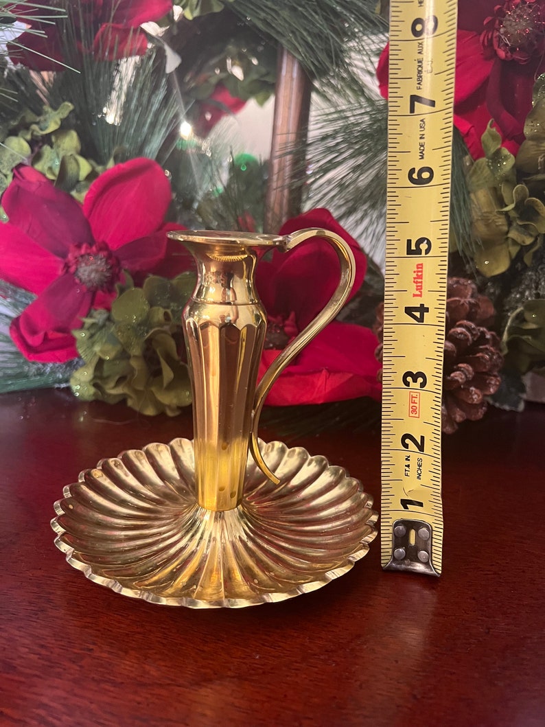 Vintage Brass Scallop Candlestick Holder With Curved Finger ...