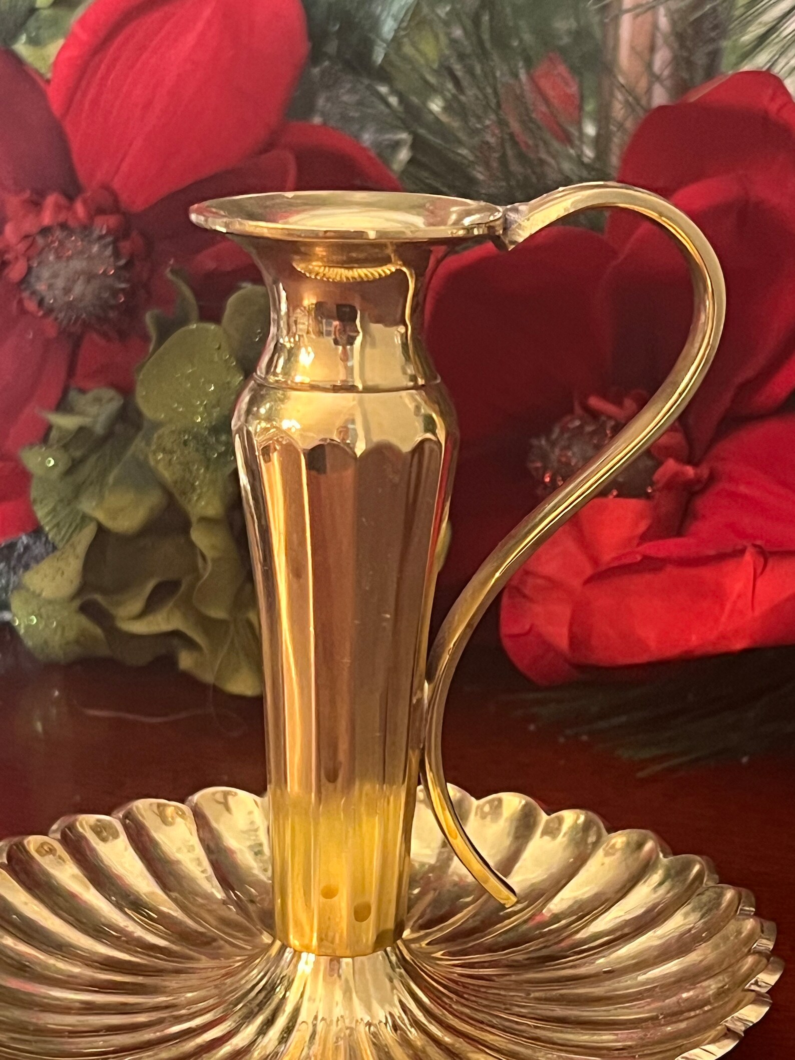 Vintage Brass Scallop Candlestick Holder With Curved Finger ...