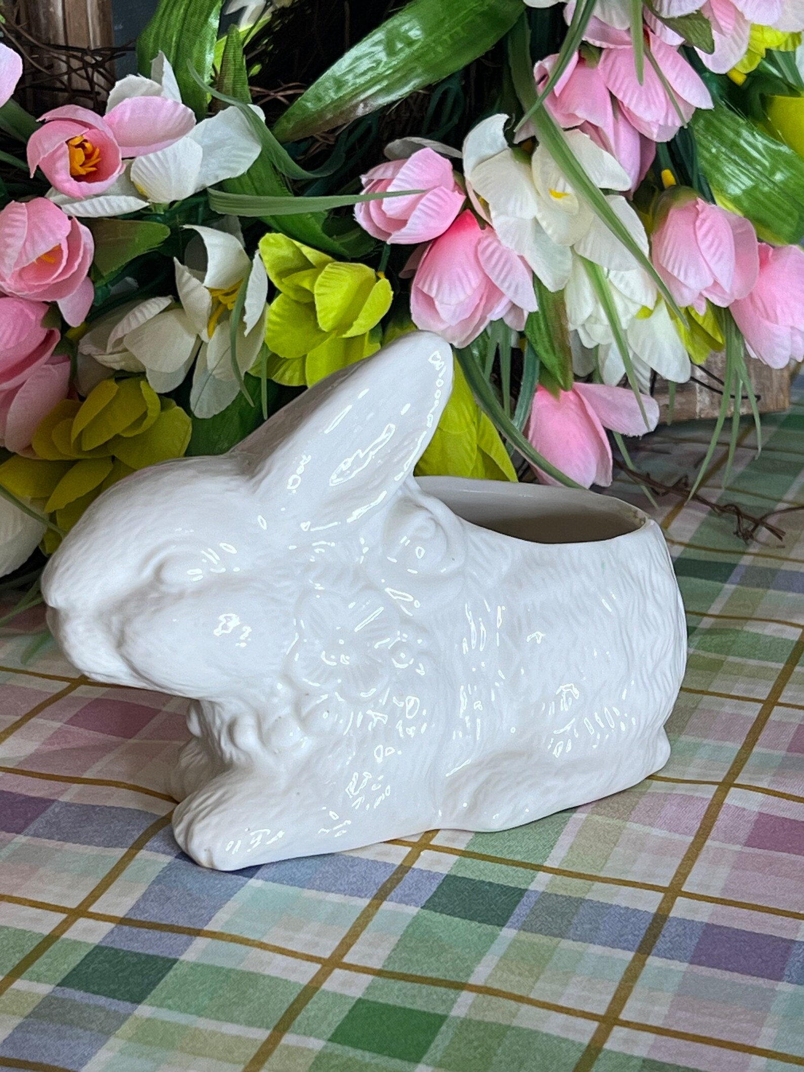 Vintage Ceramic Easter Bunny Planter - Etsy
