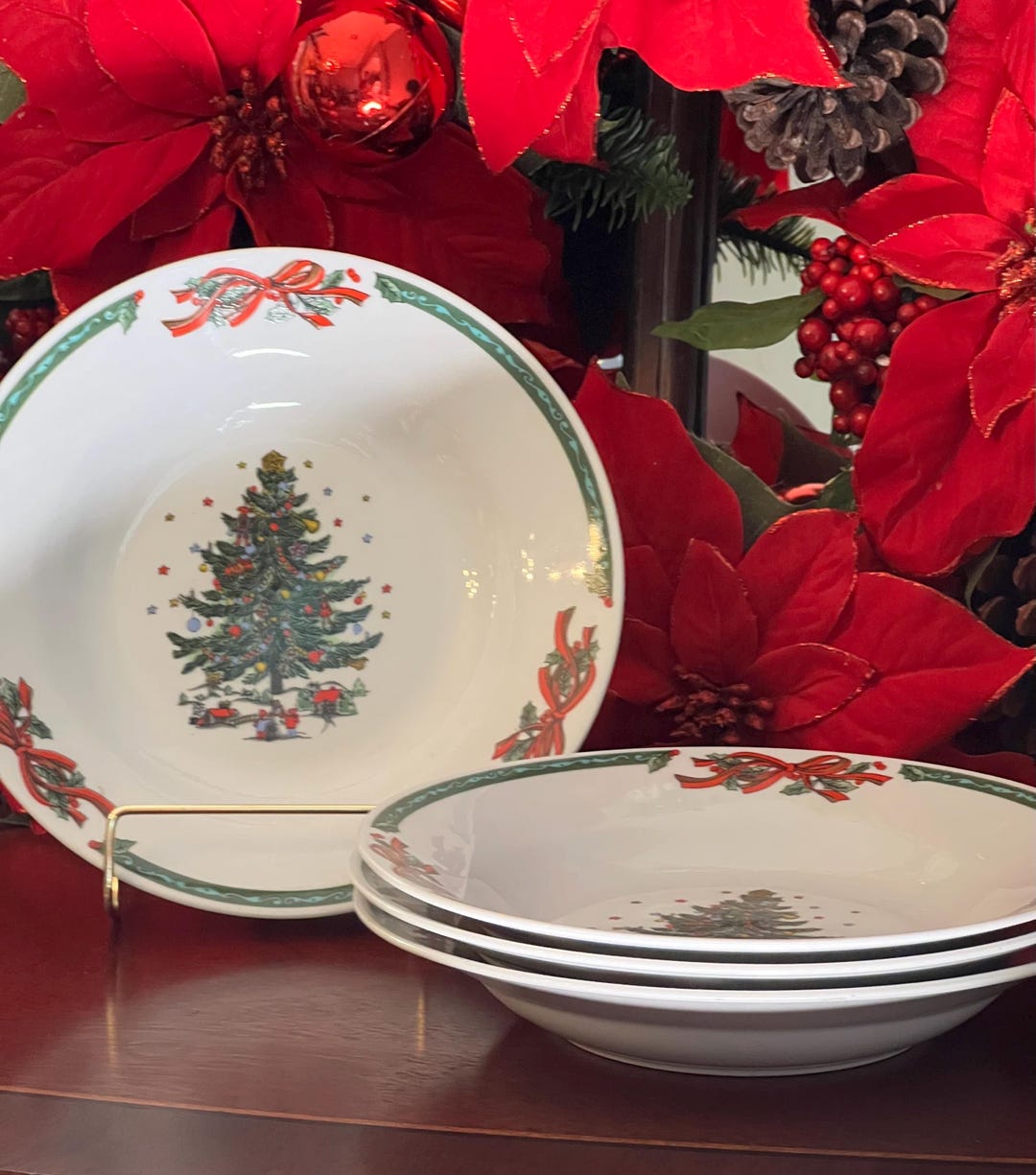 Vintage Porcelain China Christmas Bowls by Century/christmas Tree ...
