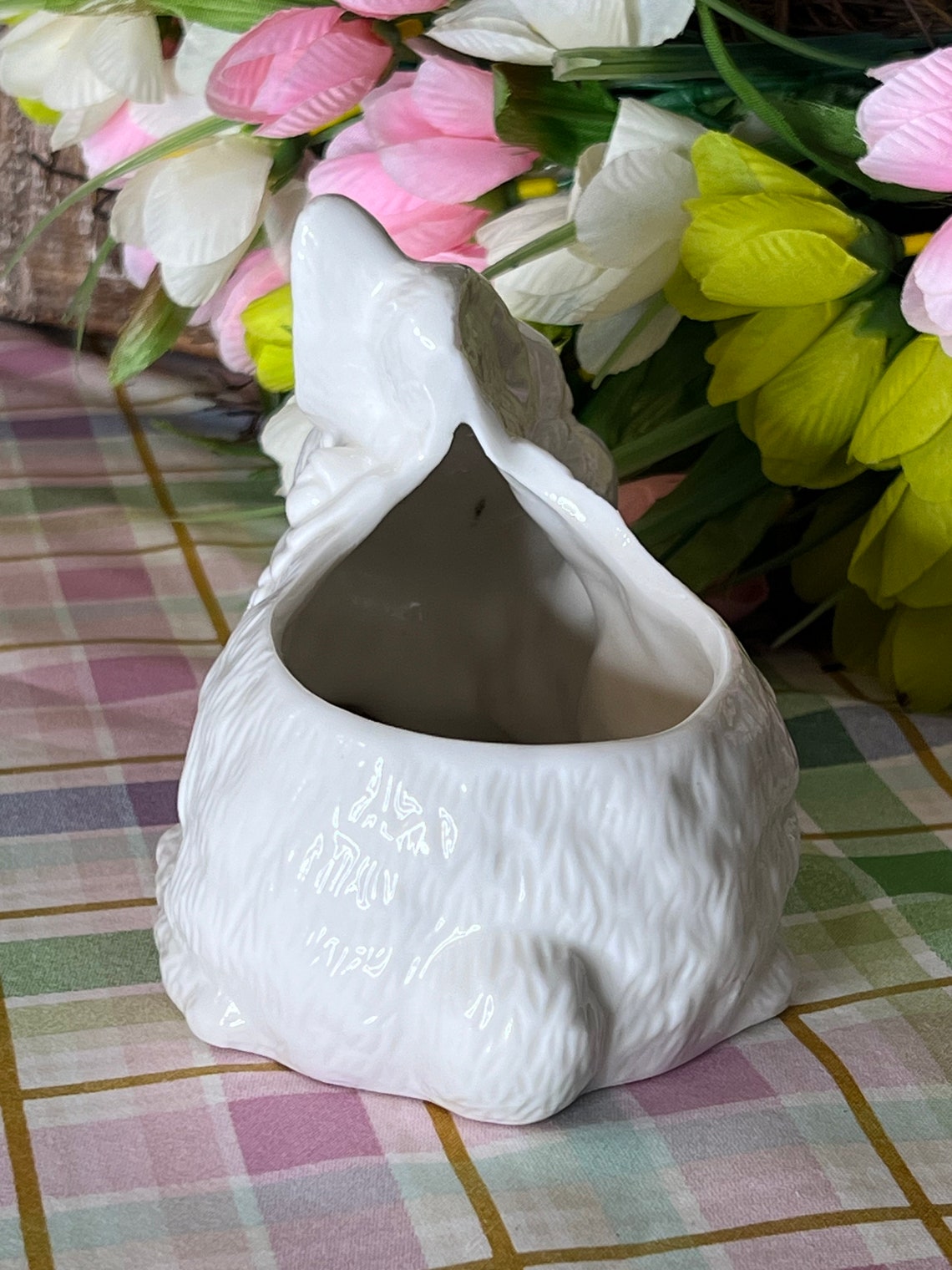 Vintage Ceramic Easter Bunny Planter - Etsy