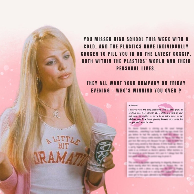 Letters From Plastics Club Mean Girls Burn Book Regina George A Little Bit Dramatic Letter ...