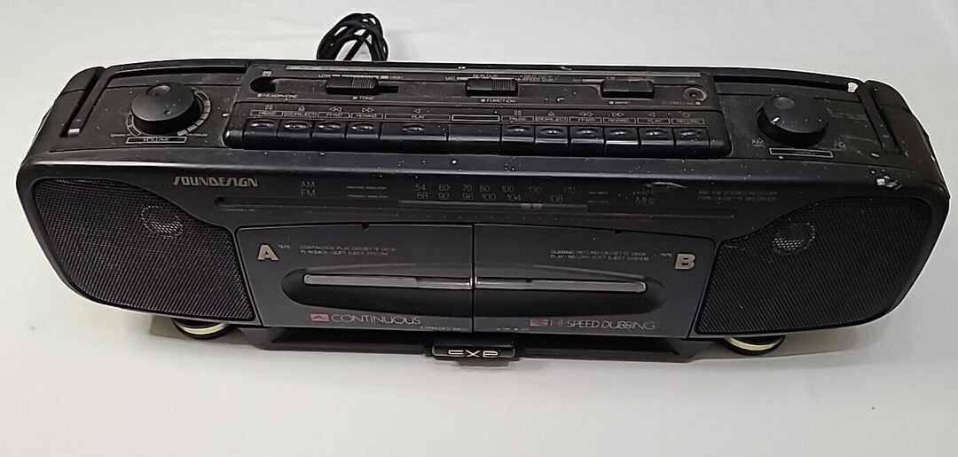 Soundesign Double Cassette Player Recorder Boombox W/ Power Cord PARTS ...