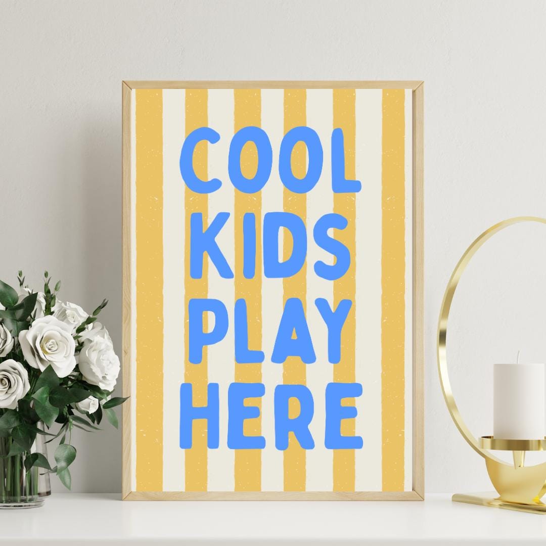 Cool Kids Play Here Printable Wall Art | Retro Playroom Decor | Cool ...