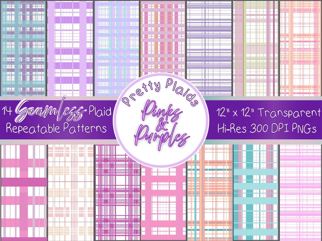 Pretty Pinks & Purples Plaid Digital Paper - 14 Seamless Geometric ...