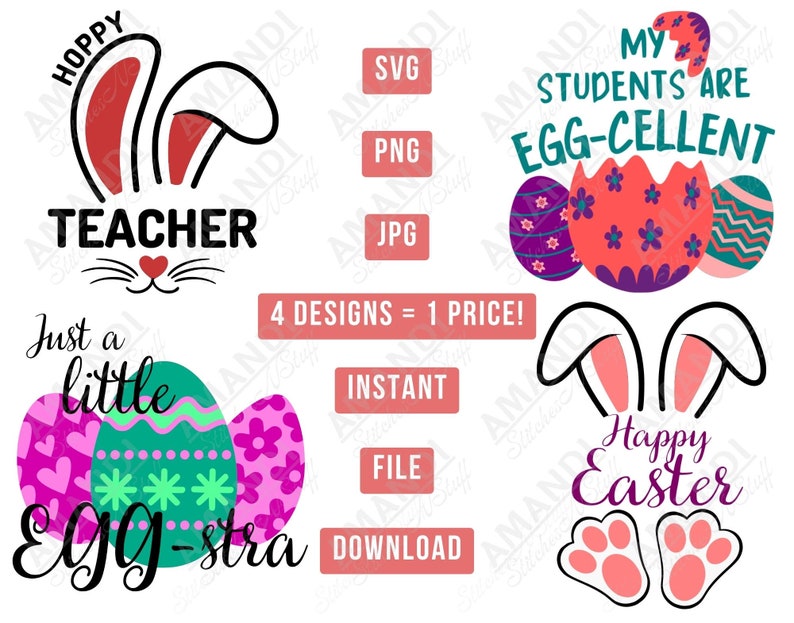 Easter-svg Bundle, PNG Bundle, Hoppy Teacher, Happy Easter, Just a ...