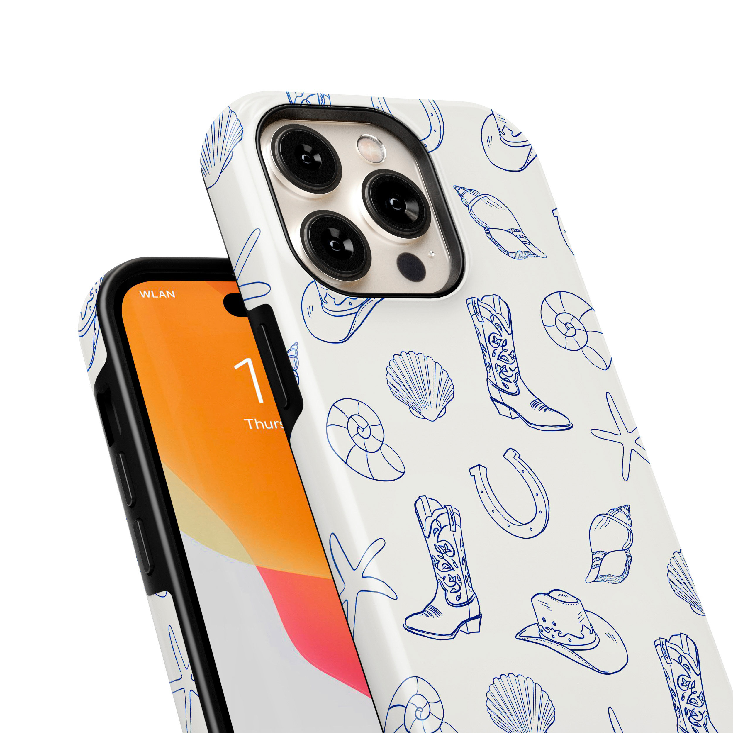 Coastal Cowgirl Aesthetic Blue Cowboy Boots Sea Shells Tough - Etsy