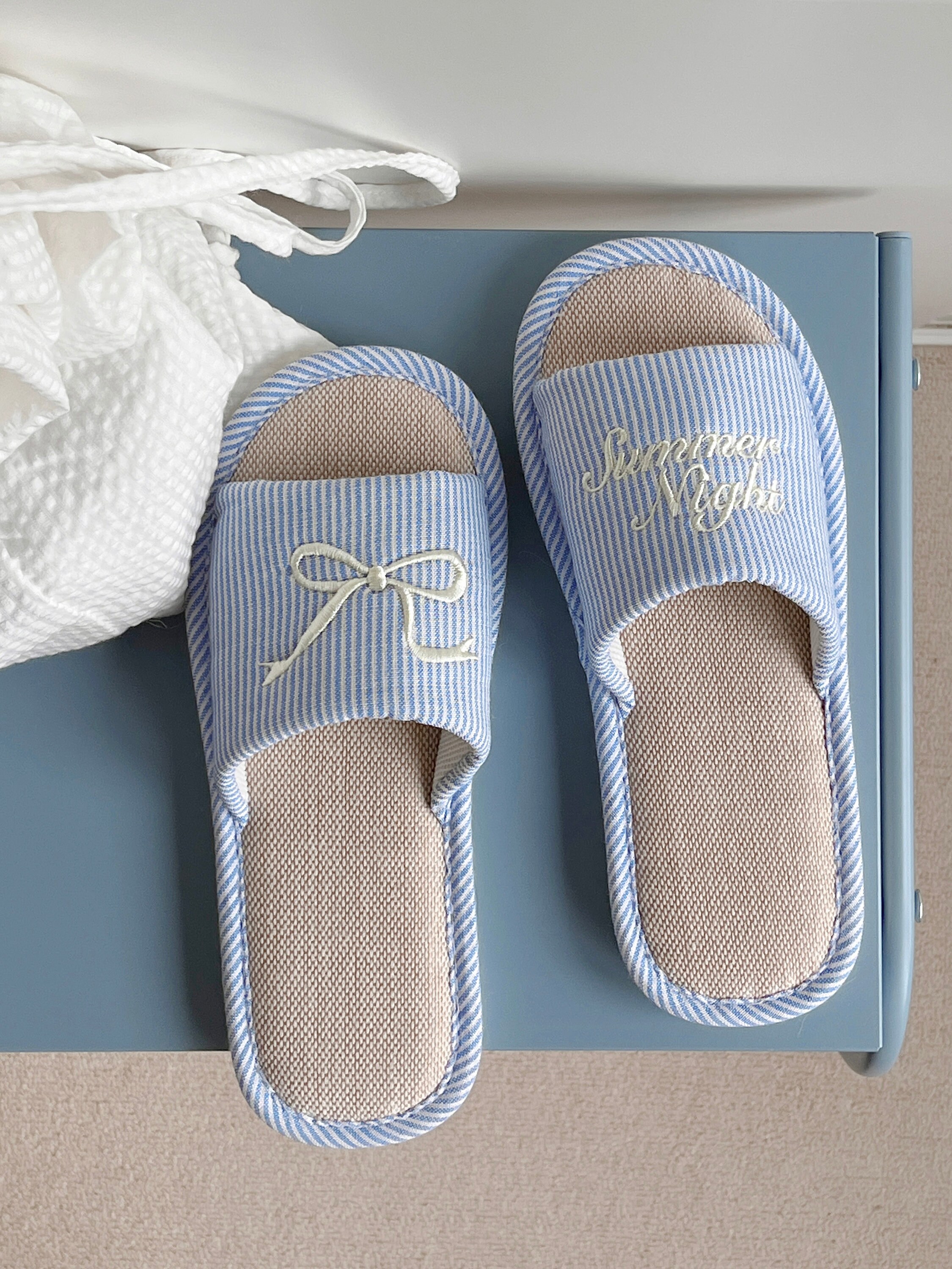 Bow Slipper Indoor Slipper Linen Slipper Cotton Slipper House Slipper ...