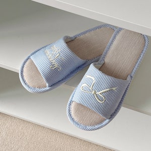 Bow Slipper | Indoor Slipper | Linen Slipper | Cotton Slipper | House ...