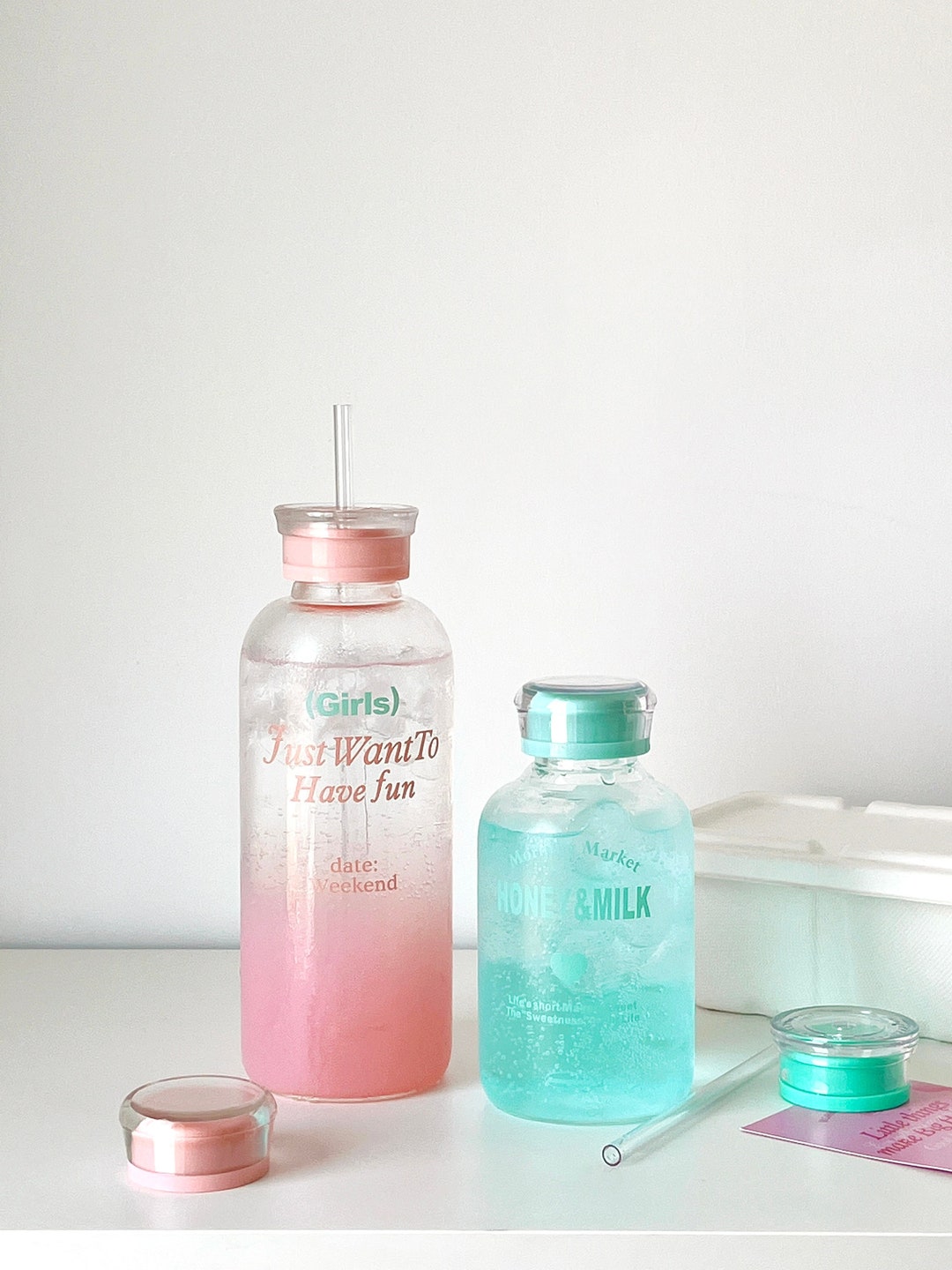 Glass Tumbler|pink Tumbler|ice Coffee Tumbler|aesthetic Tumbler |water ...