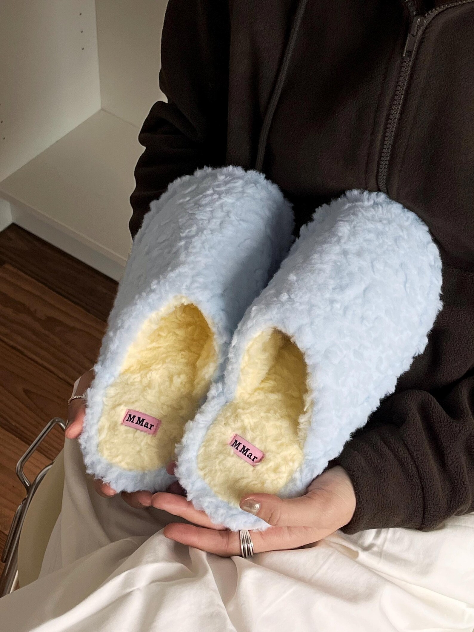 Baby Blue Fuzzy Slippers | Cozy Plush House Shoes | Fluffy Fleece-lined ...
