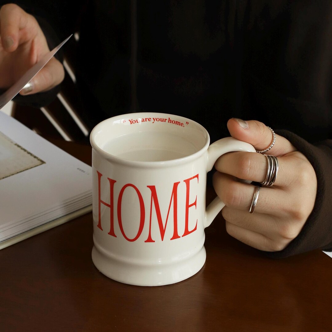 Large Ceramic Coffee Mug home Ceramic Mug Retro, Vintage Style Coffee ...