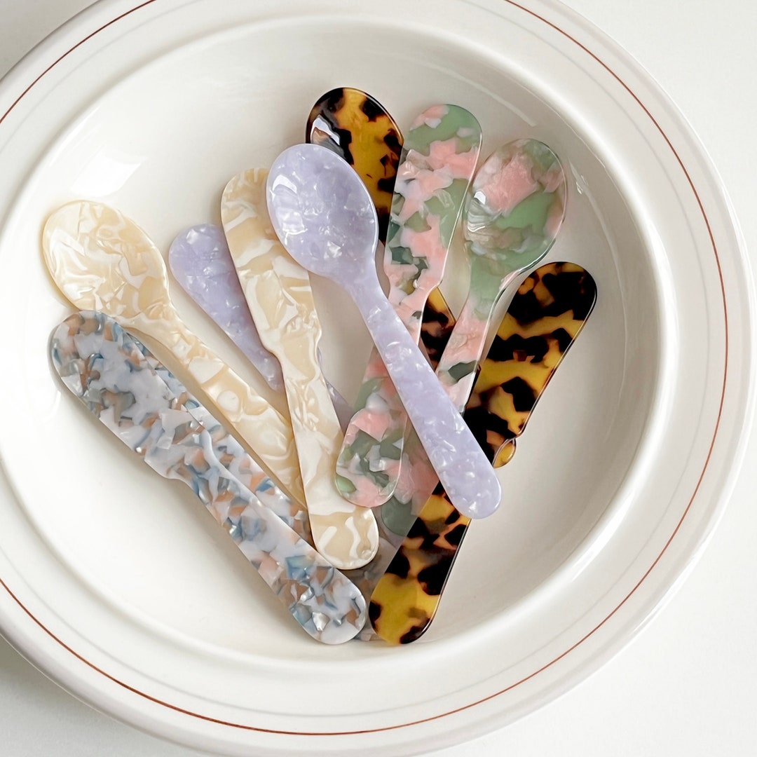 Colorful Spoon Reusable Teaspoon Small Decorative Spoons Acetate Spoon ...