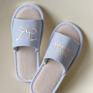 Bow Slipper | Indoor Slipper | Linen Slipper | Cotton Slipper | House ...
