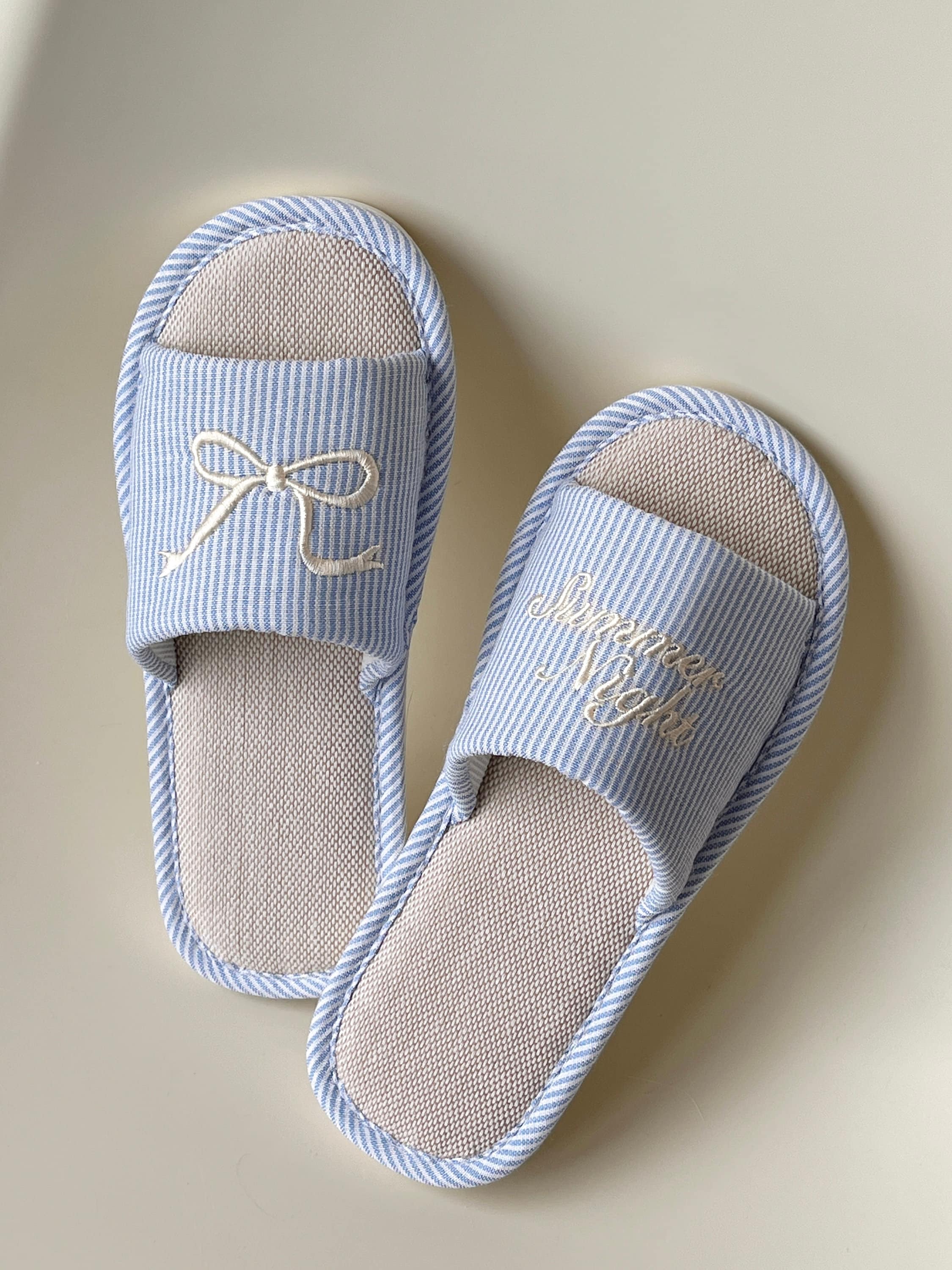 Bow Slipper Indoor Slipper Linen Slipper Cotton Slipper House Slipper ...