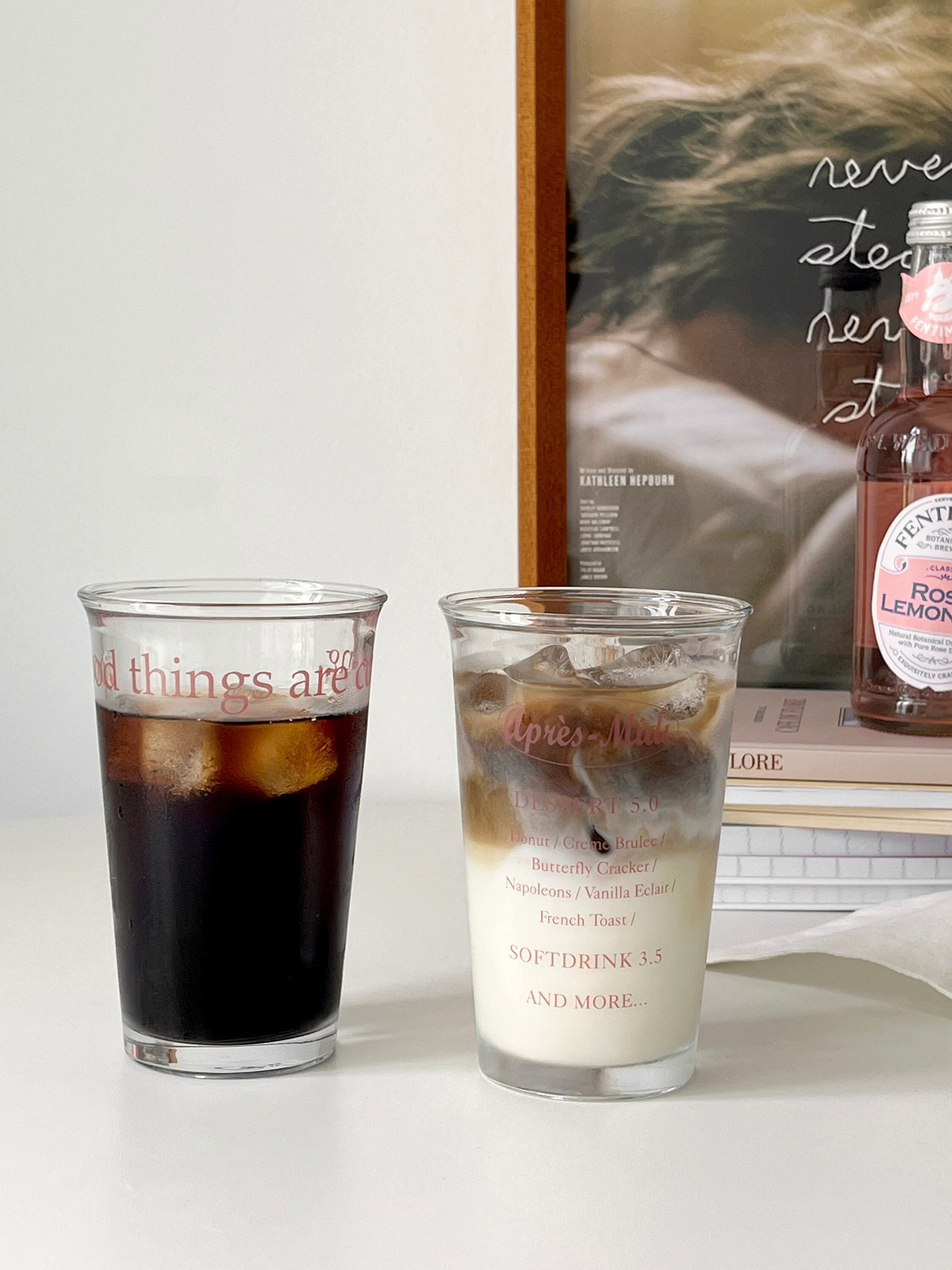 Pink Iced Coffee Cup Glass Coffee Cup Ice Coffee Glass Quote Glass Cup ...