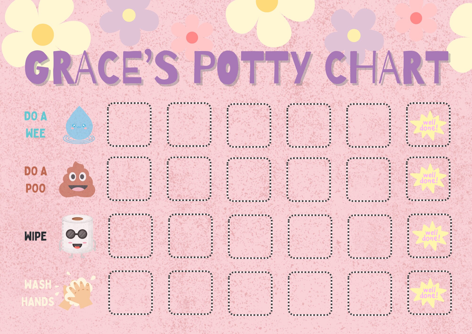 Floral Toilet Training Chart, Potty Training, Potty Chart, Printable ...