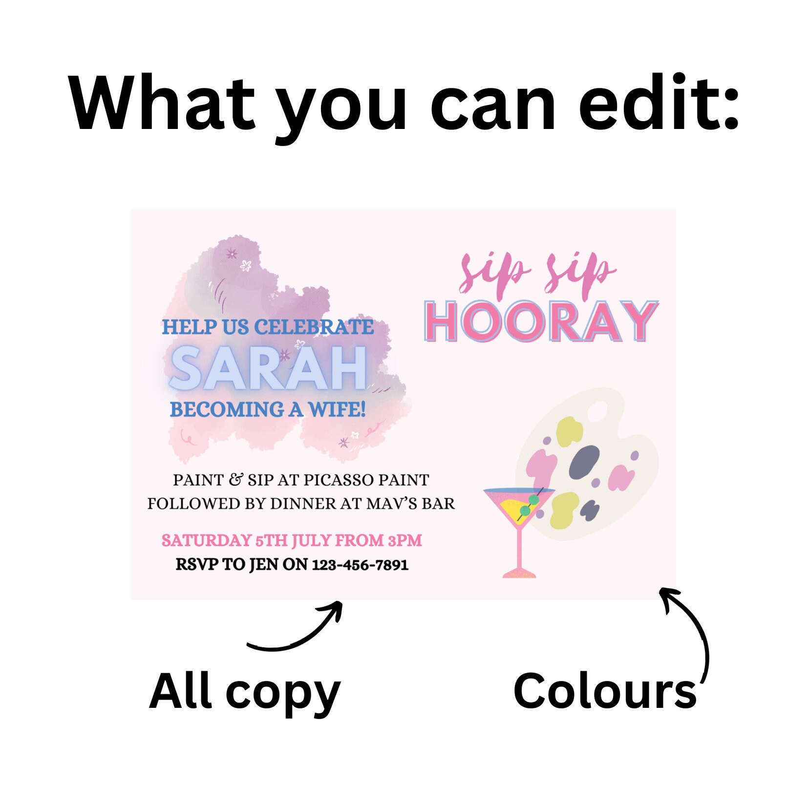 Paint & Sip Hens Day Invitation Bachelorette Invitation Hens - Etsy