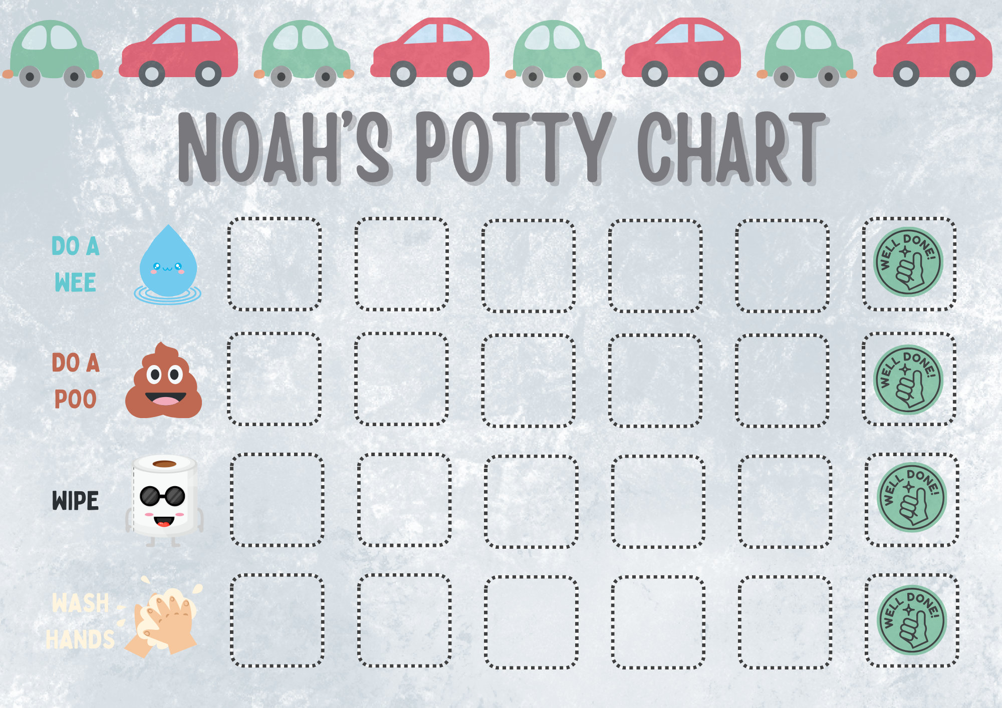 Cars Toilet Training Chart, Potty Training, Potty Chart, Printable ...