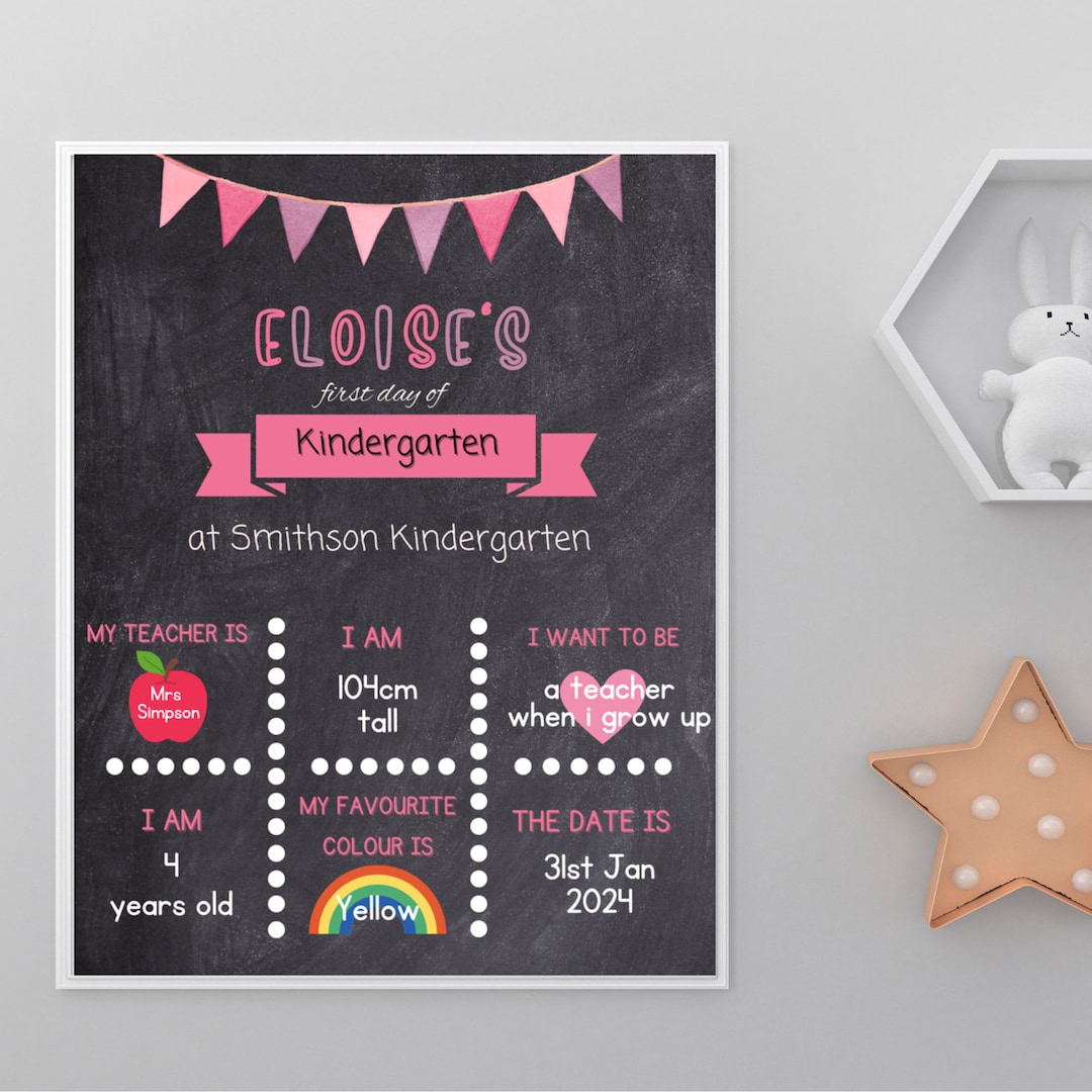 First Day of School Milestone Poster Pink, Editable Template ...