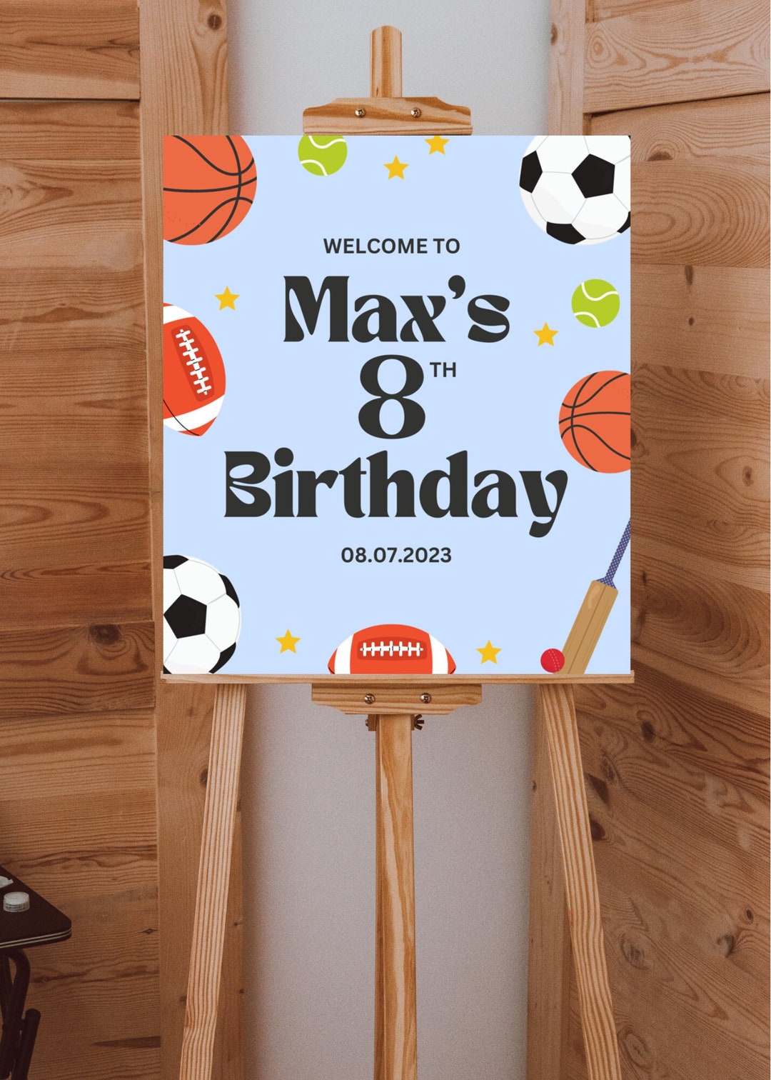 Sports Birthday Poster, Birthday Sign, Basketball, Soccer, Cricket ...