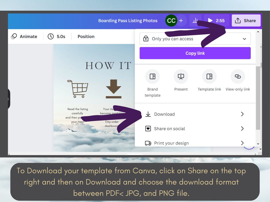 Editable Boarding Pass Template, Airline Ticket Template, Printable ...