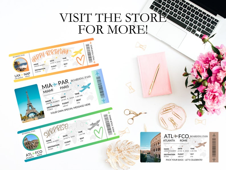 Editable Boarding Ticket Template, Modern Design, Surprise Airline Gift ...