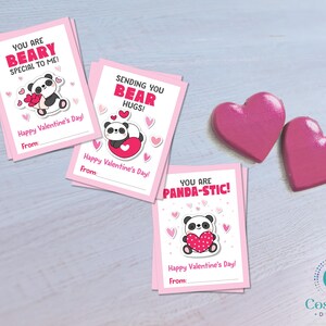 Panda Valentines Cards for Kids • Printable School Valentine (digital ...
