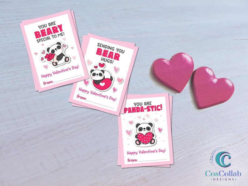 Kids Valentines • Panda Cards • School • Valentine’s Day • Love • Bear ...