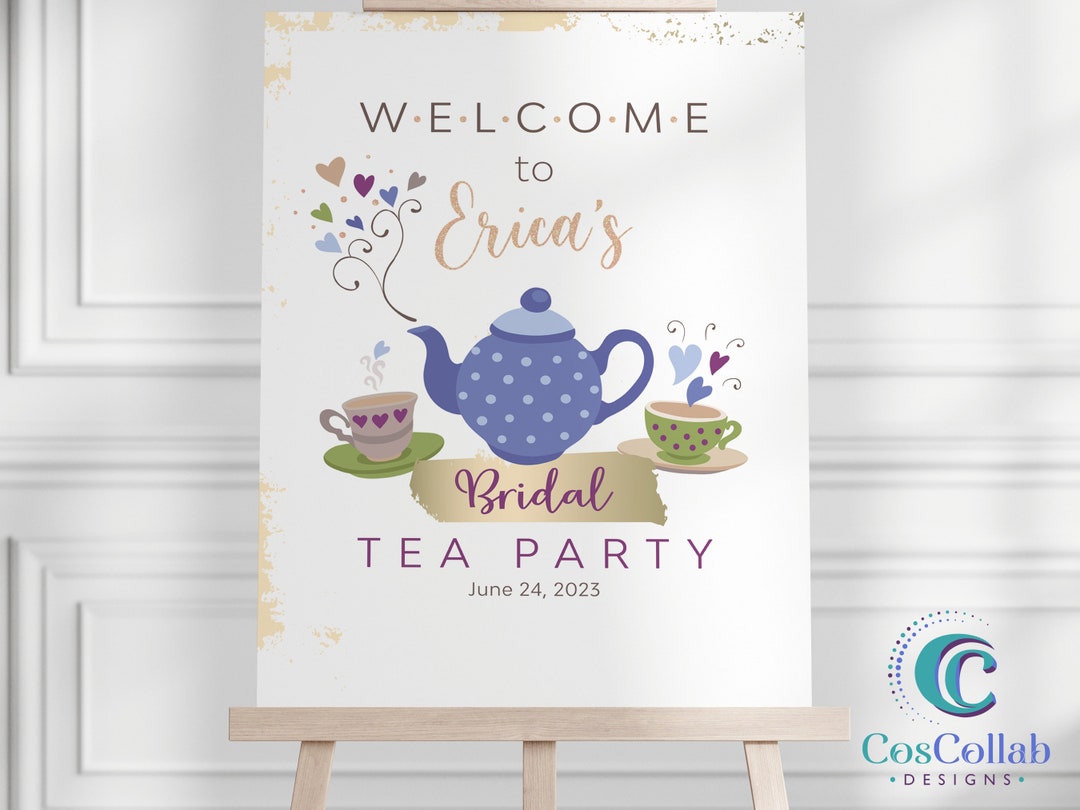 Love is Brewing • Bridal Shower Tea Party Welcome Sign • Personalized ...