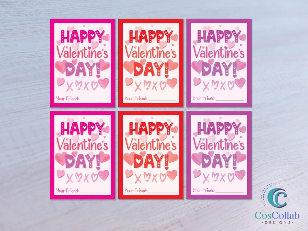 Kids Valentine's Day Cards • Hearts Printable (digital File) - Etsy