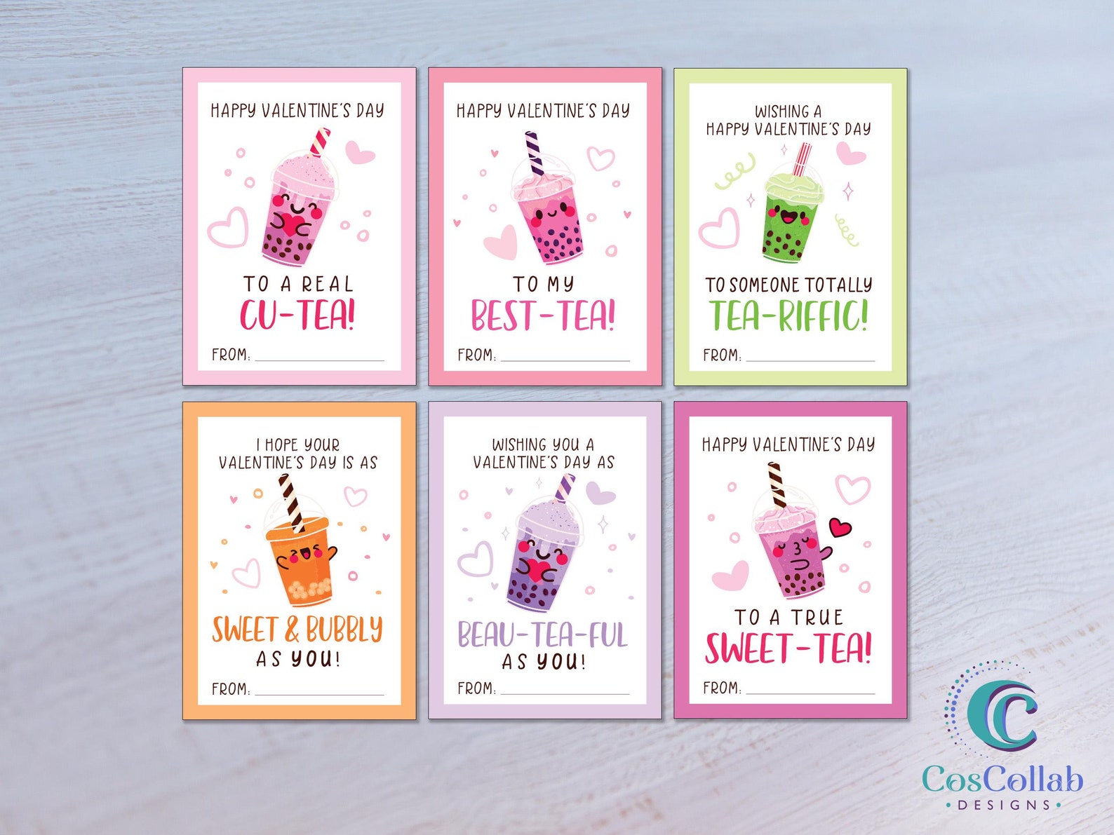 Kids Valentines • Bubble Tea Cards for School (digital File) - Etsy