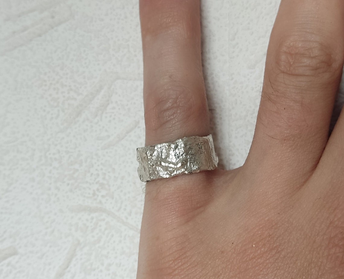 Minimalist Molten Reticulated Ring Band Size L 1/2 Sterling Silver - Etsy