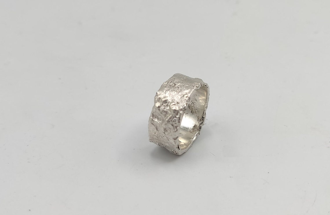 Minimalist Molten Reticulated Ring Band Size L 1/2 Sterling Silver - Etsy