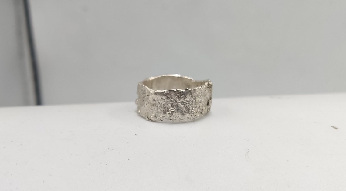 Minimalist Molten Reticulated Ring Band Size L 1/2 Sterling Silver - Etsy