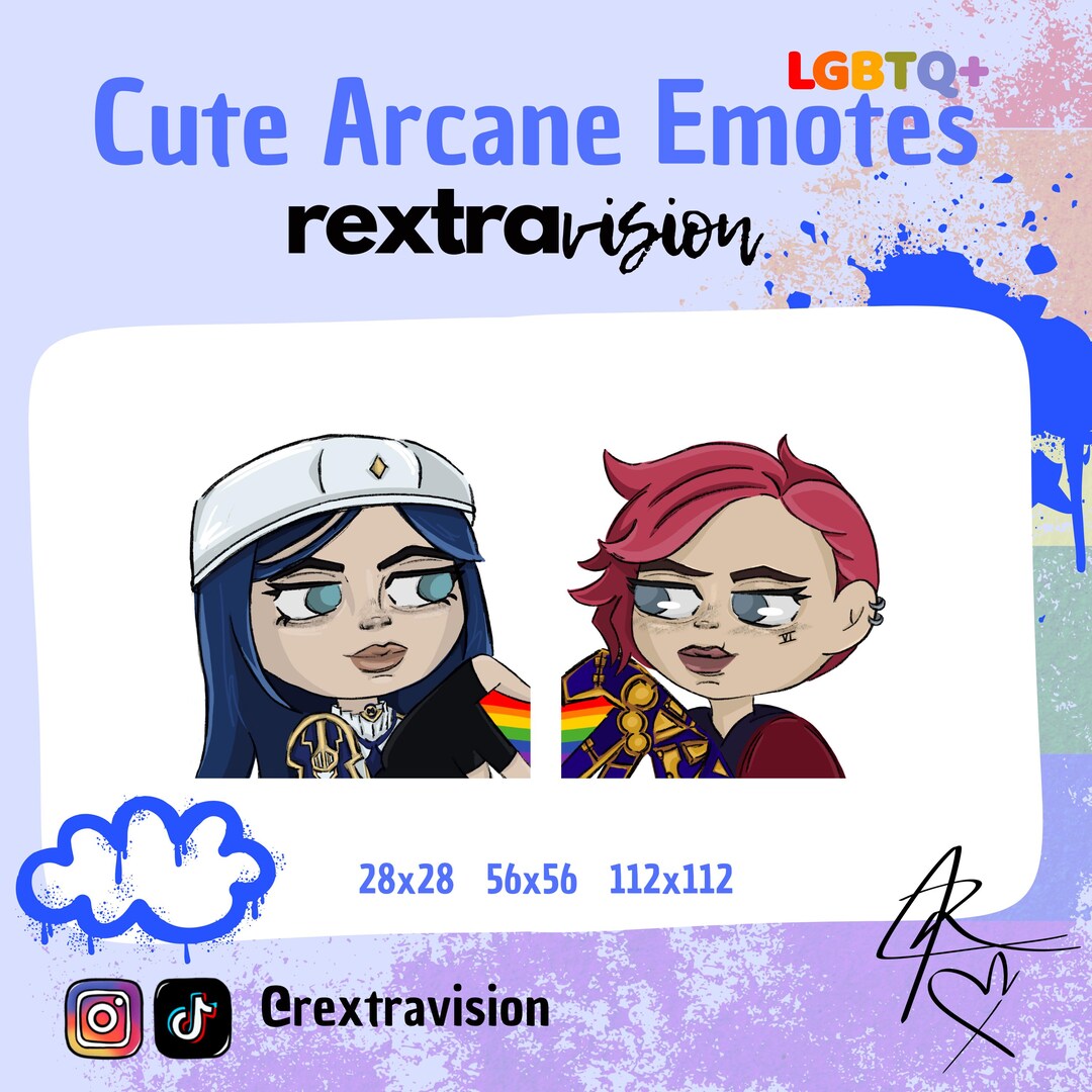 Hand-drawn Arcane Emotes: Vi and Caitlyn LGBTQ+ Pride Set - Etsy