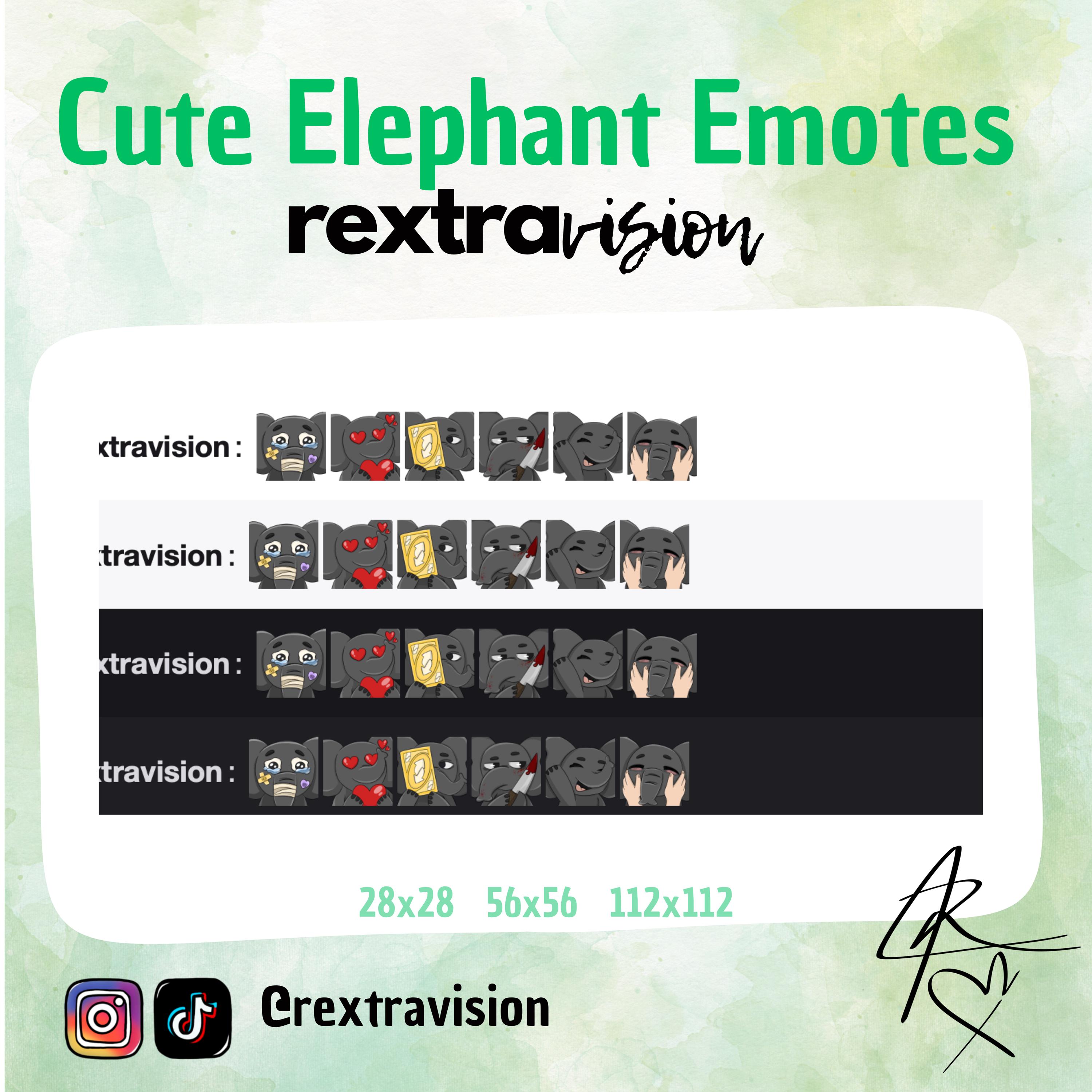 Hand-drawn Cute Elephant Twitch Emotes – Kawaii Animal Designs - Etsy