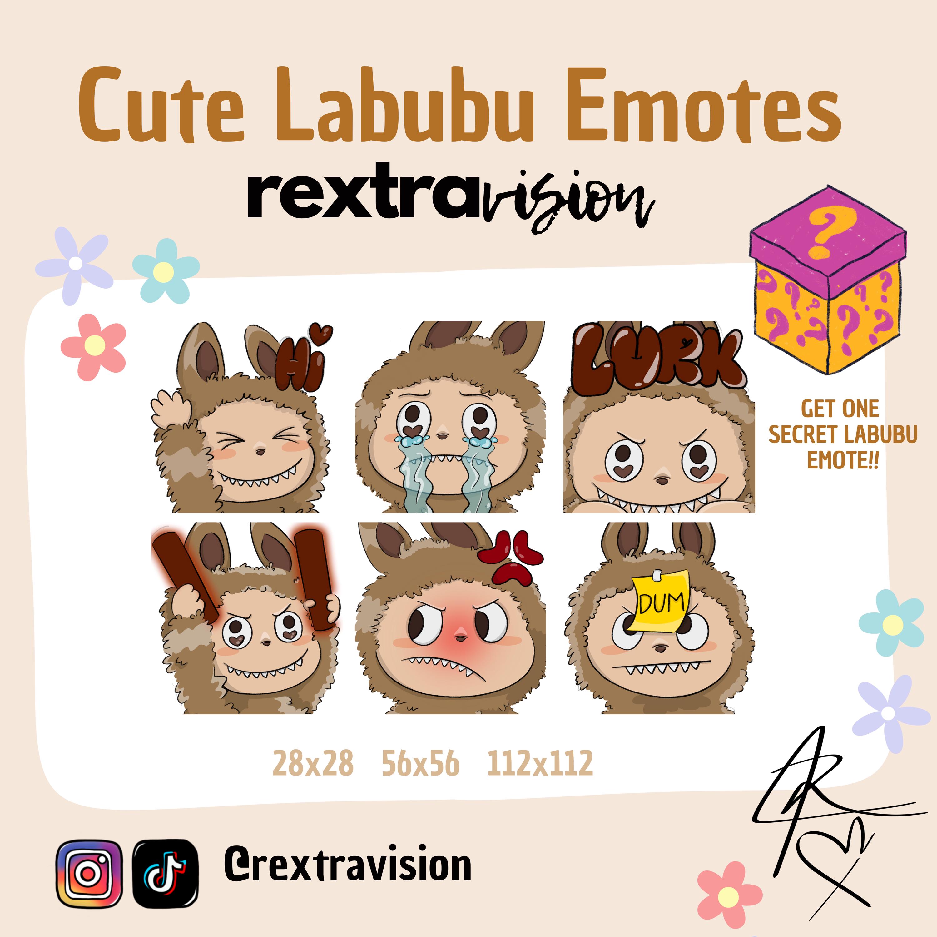 Hand- Drawn Twitch Emotes Inspired by Labubu Brown | Free Emote |emote ...