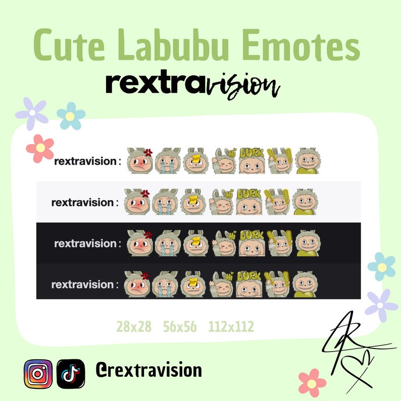 Hand-drawn Labubu Twitch Emotes: Kawaii Gaming Emote Set - Etsy