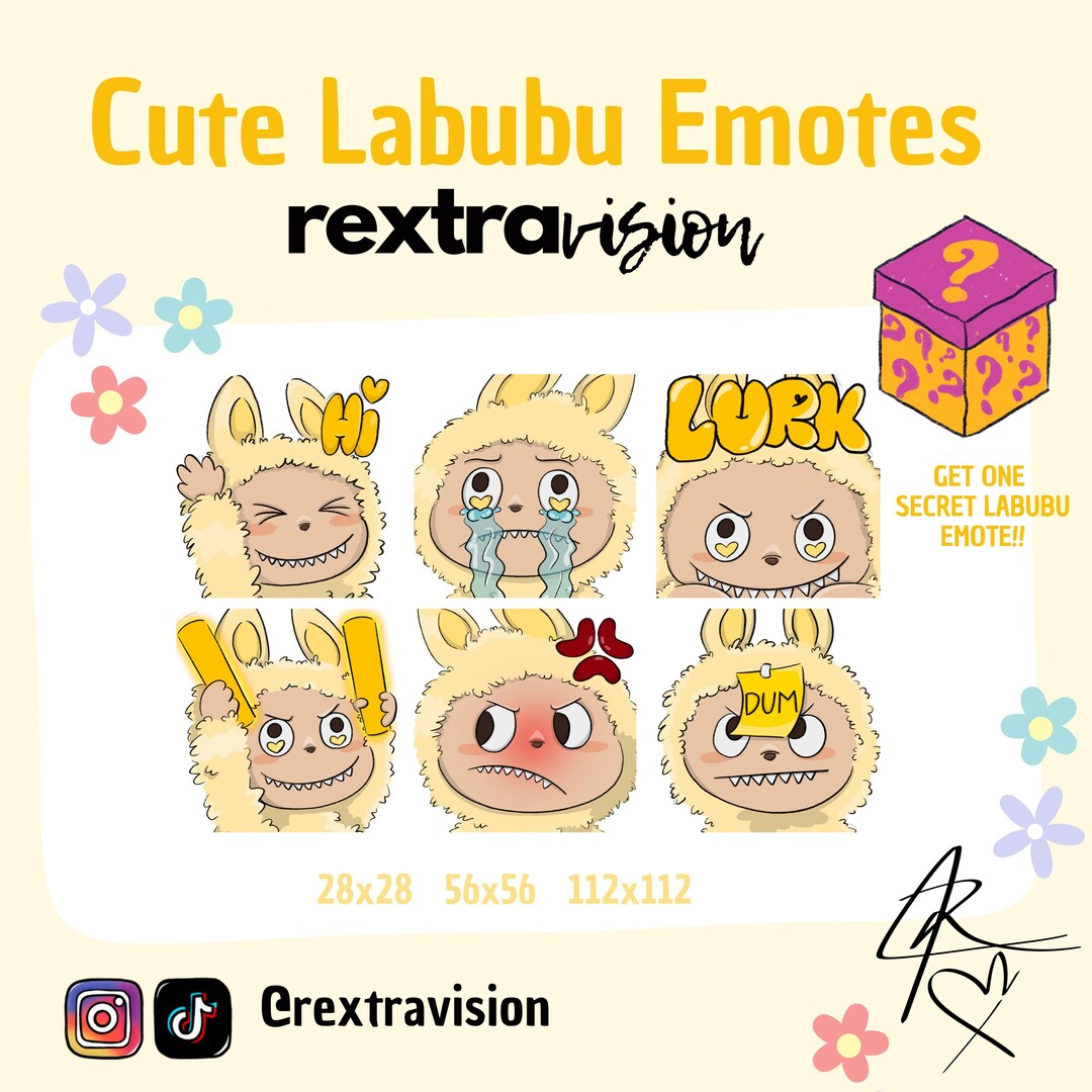Hand- Drawn Twitch Emotes Inspired by Labubu Yellow | Free Emote |emote ...