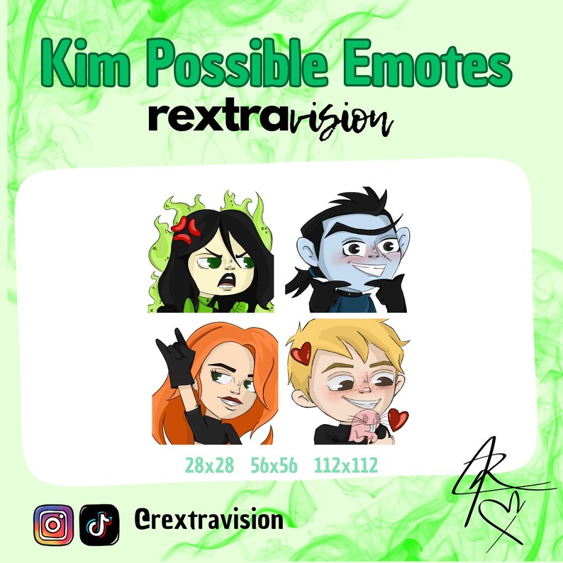 Hand- Drawn Inspired Kim Possible Emotes for Twitch | Gaming - Etsy