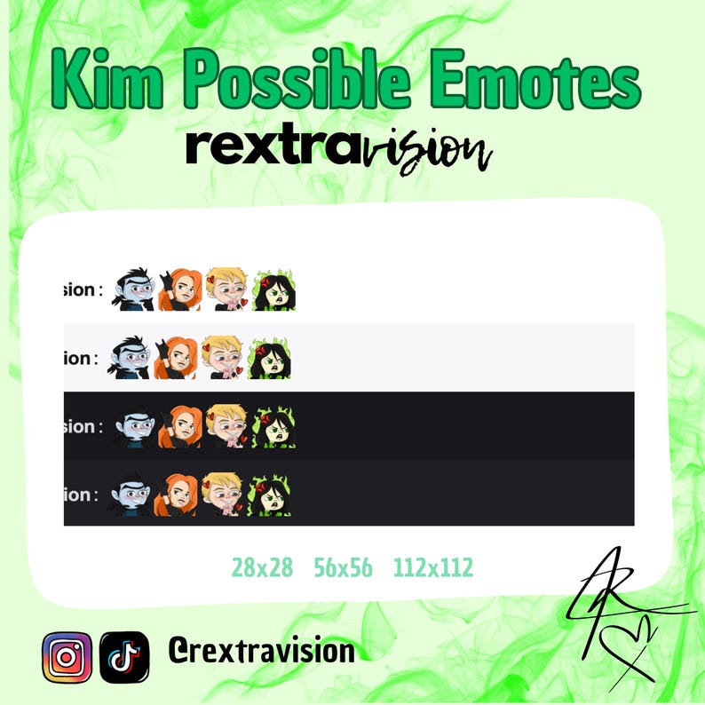Hand- Drawn Inspired Kim Possible Emotes for Twitch | Gaming - Etsy