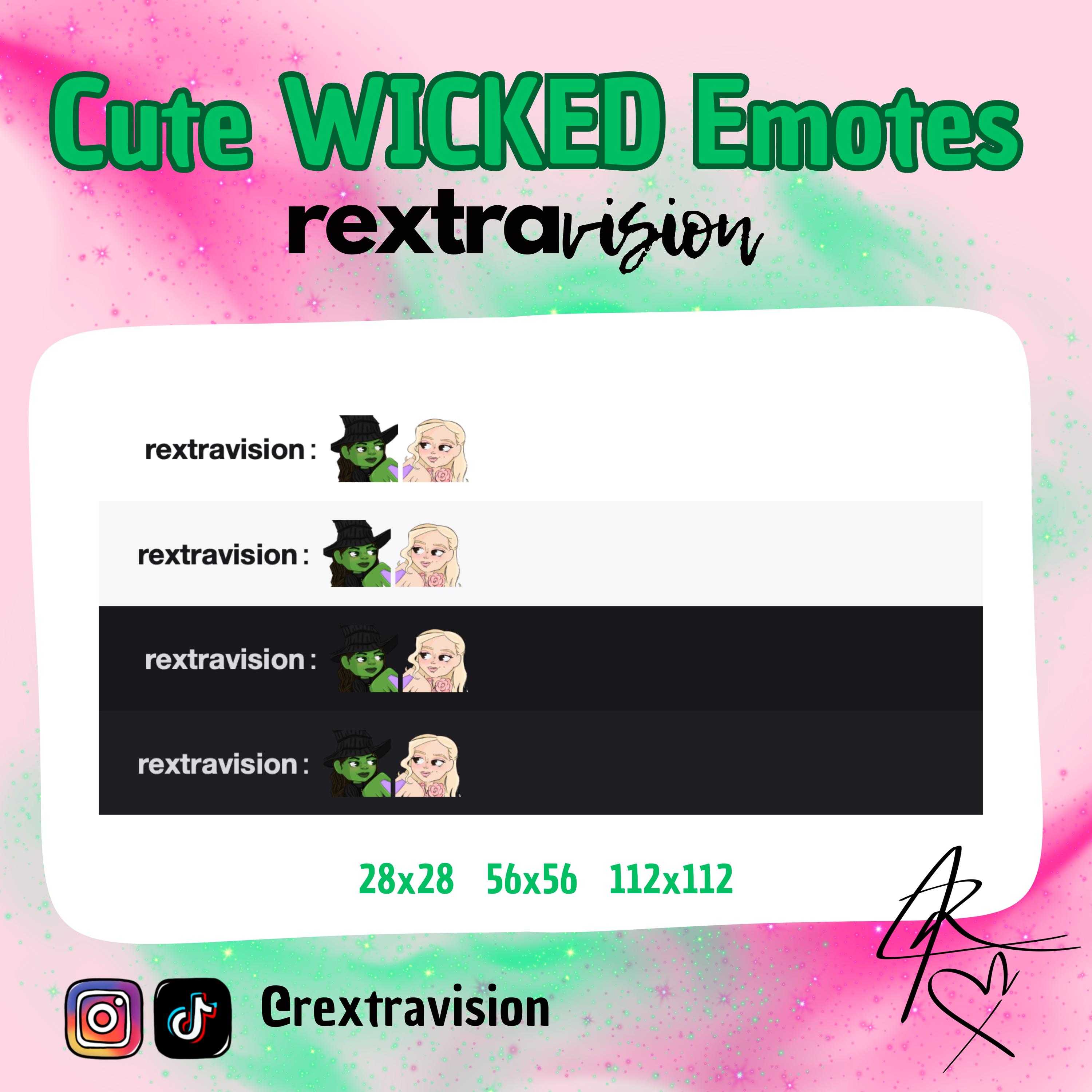 Hand Drawn Twitch Emotes Inspired by Wicked Movie Emote Set Gaming ...