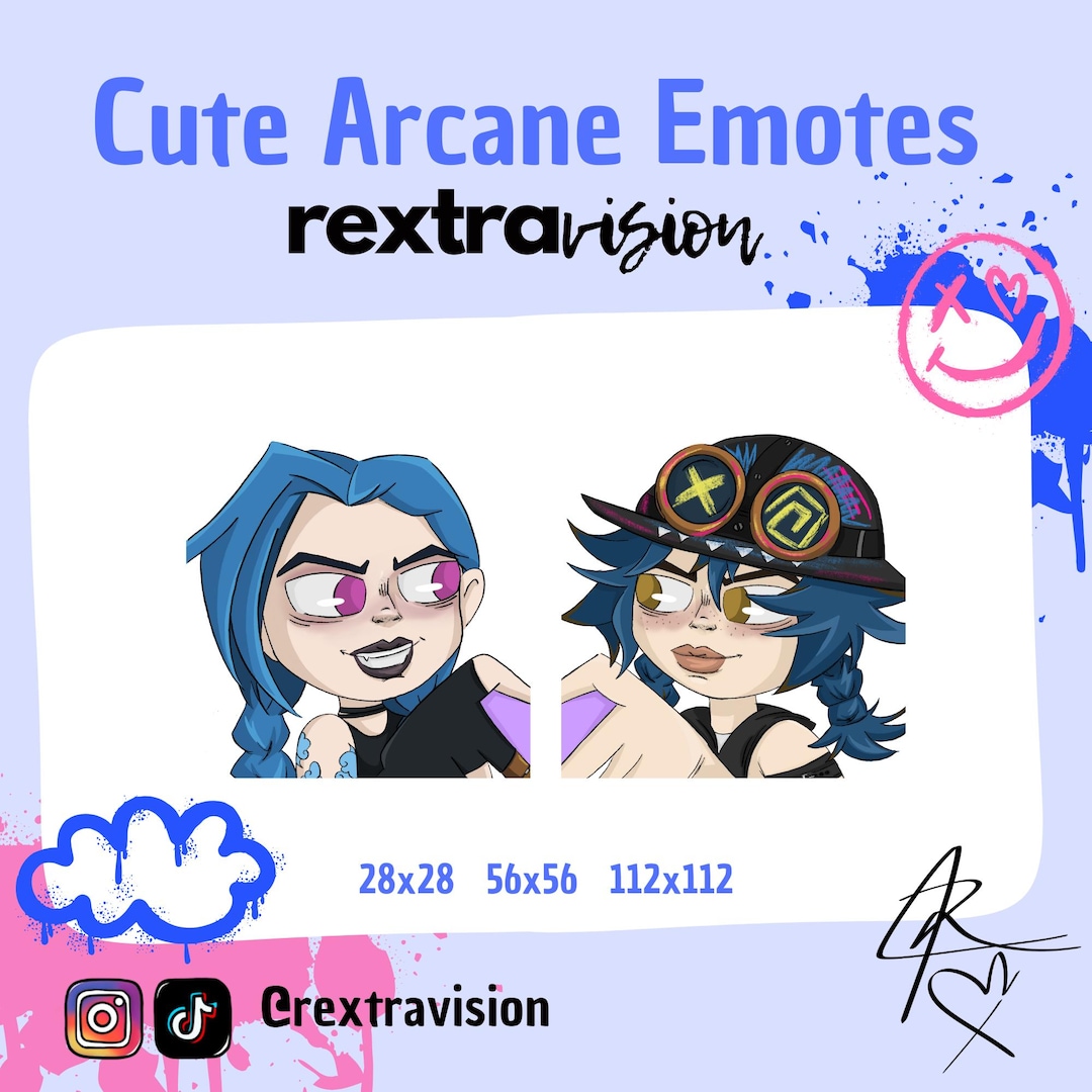 Hand- Drawn Twitch Emotes Inspired by Arcane Characters | Emote Set ...