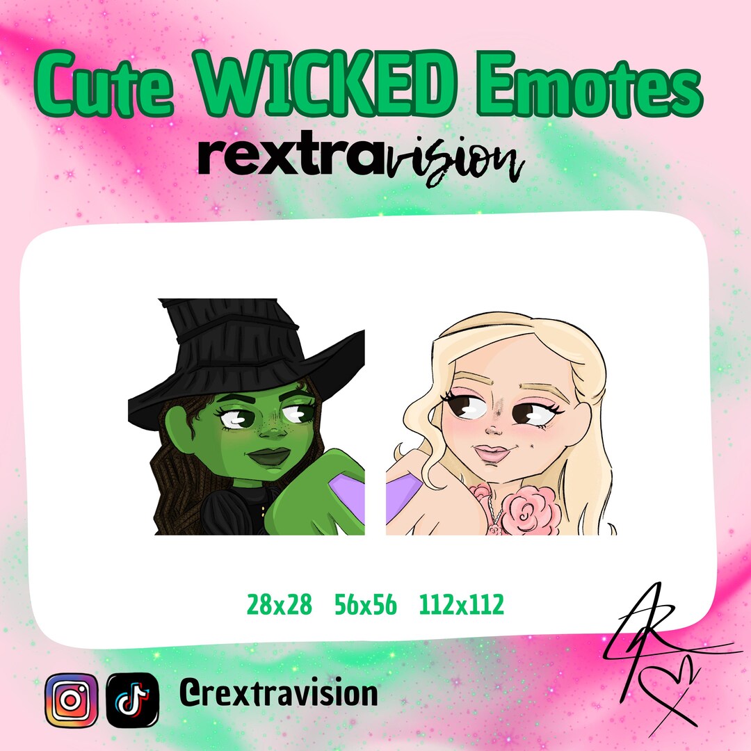 Hand- Drawn Twitch Emotes Inspired by Wicked Movie | Emote Set | Gaming ...