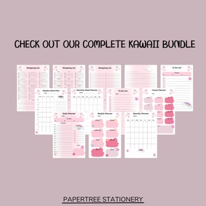Printable PDF Pink Cute Kawaii Lined Digital Paper Instant Download ...