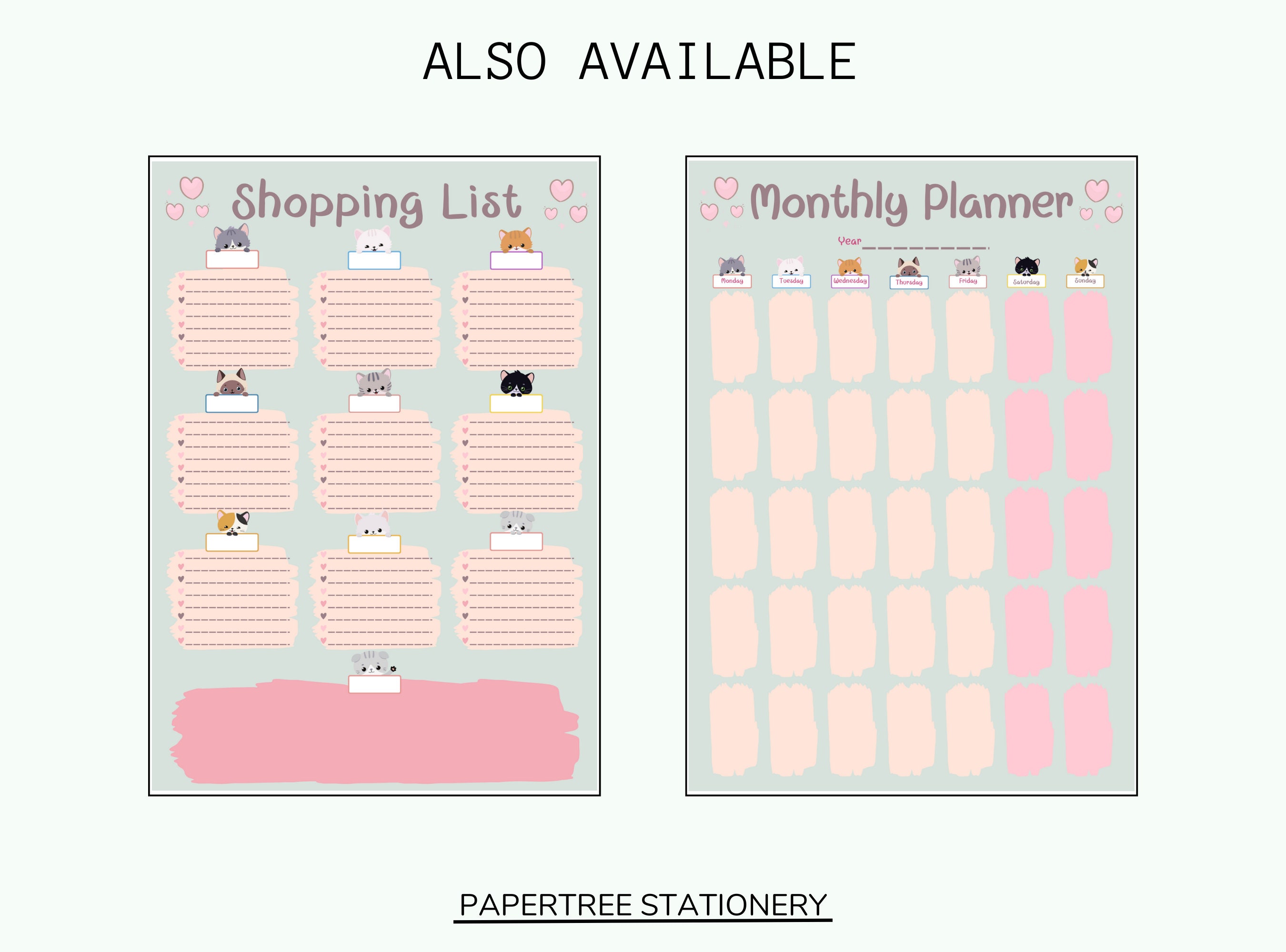 Kawaii Kitty Planner Bundle Printable PDF | Daily, Weekly & Monthly ...